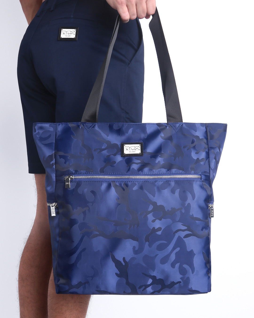 NAVY BLUE CAMO - Poolside Tote Bag Foldable/Portable | DC2 – BANG!® Miami